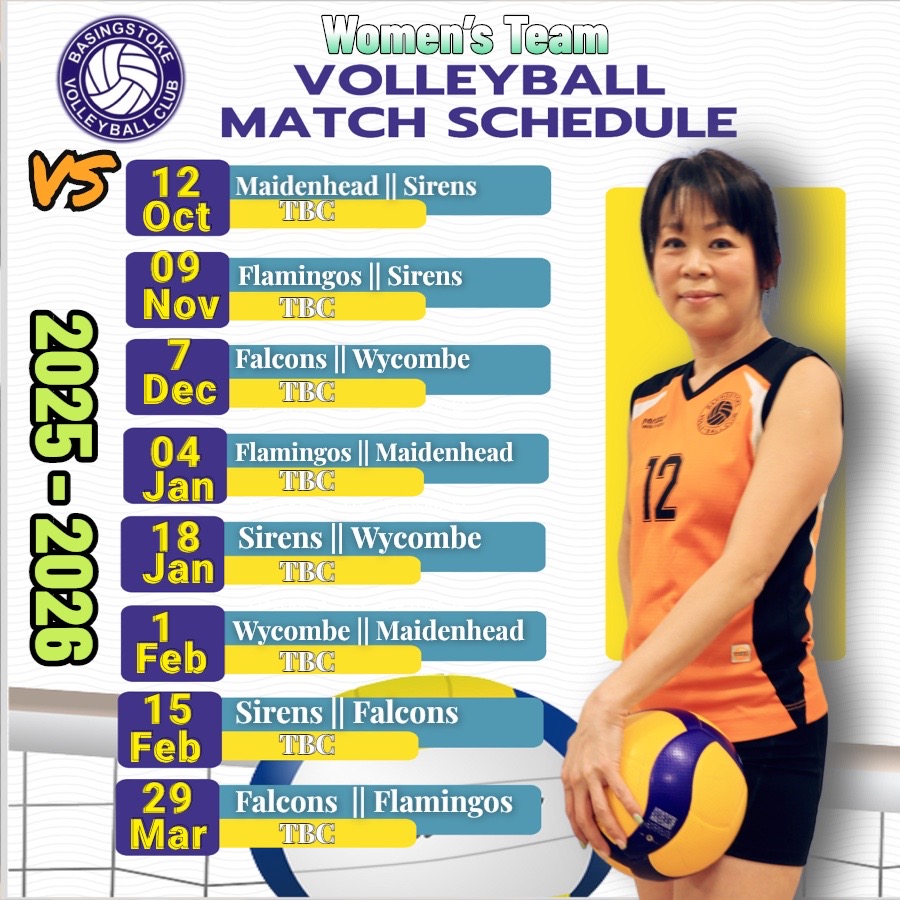 BVC 2025-2026 Season – Matches Schedule – Basingstoke Volleyball Club